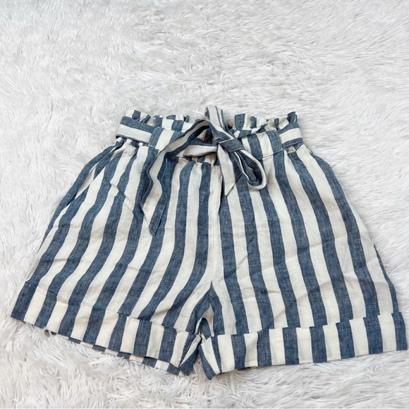 Mango | Shorts | Mango Paper Bag Striped Linen Shorts Roll Cuffs ...
